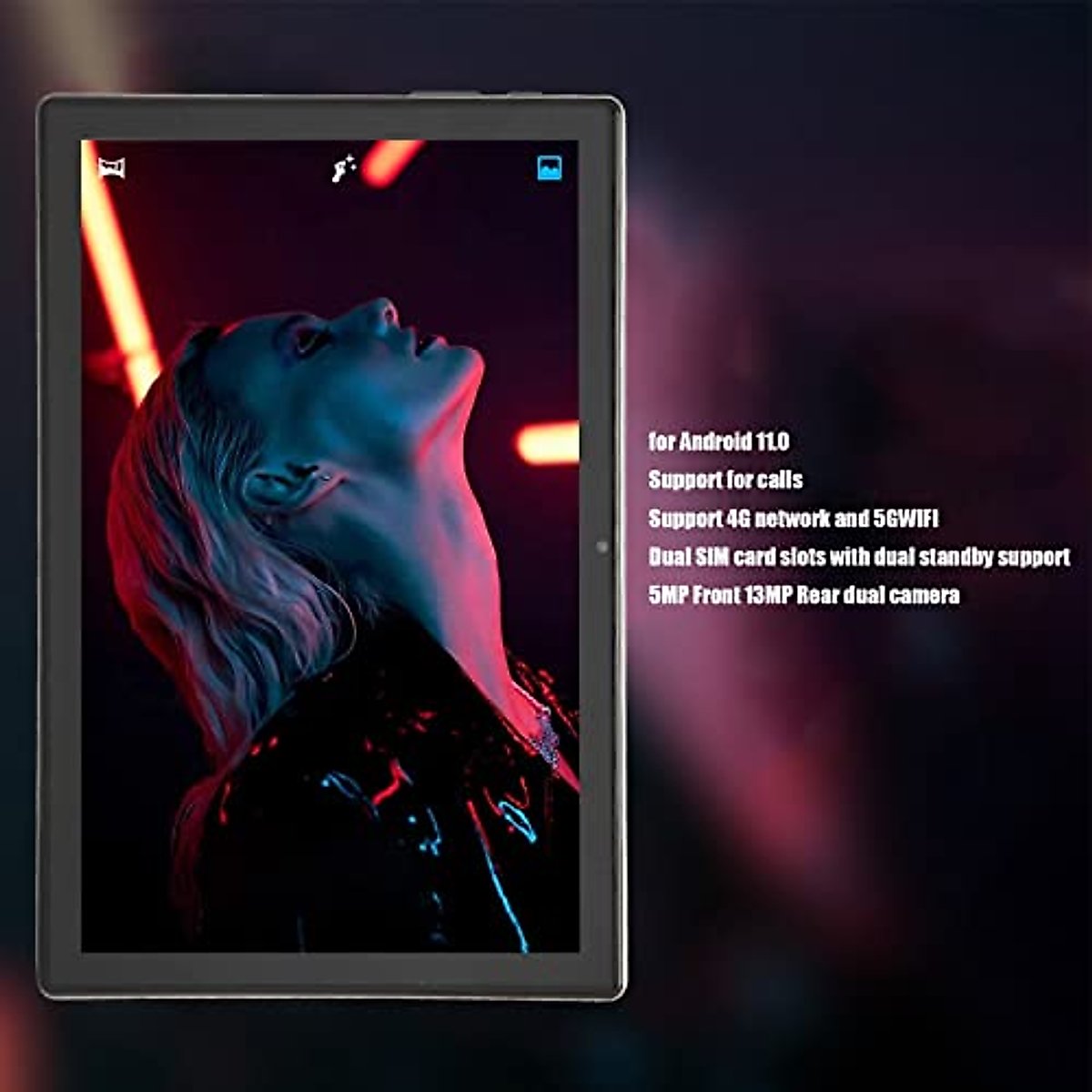 Qinlorgo HD Tablet, 6GB 256G 100-240V 10 Inch Tablet Octa Core Processor for Reading for Android 11 (US Plug)