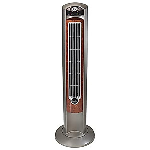 Lasko Oscillating Tower Fan, Nighttime Setting, Remote Control, Portable, Timer, for Bedroom, Home and Office, 3 Quiet Speeds, 42.5", Silverwood, T42954