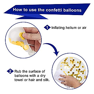 Nobledecor Navy Blue and White Balloons 50pcs， Navy Blue and Gold Balloons, 12 Inch Navy Blue and Gold Confetti Latex Balloons Party Garland Baby Shower Birthday Decorations