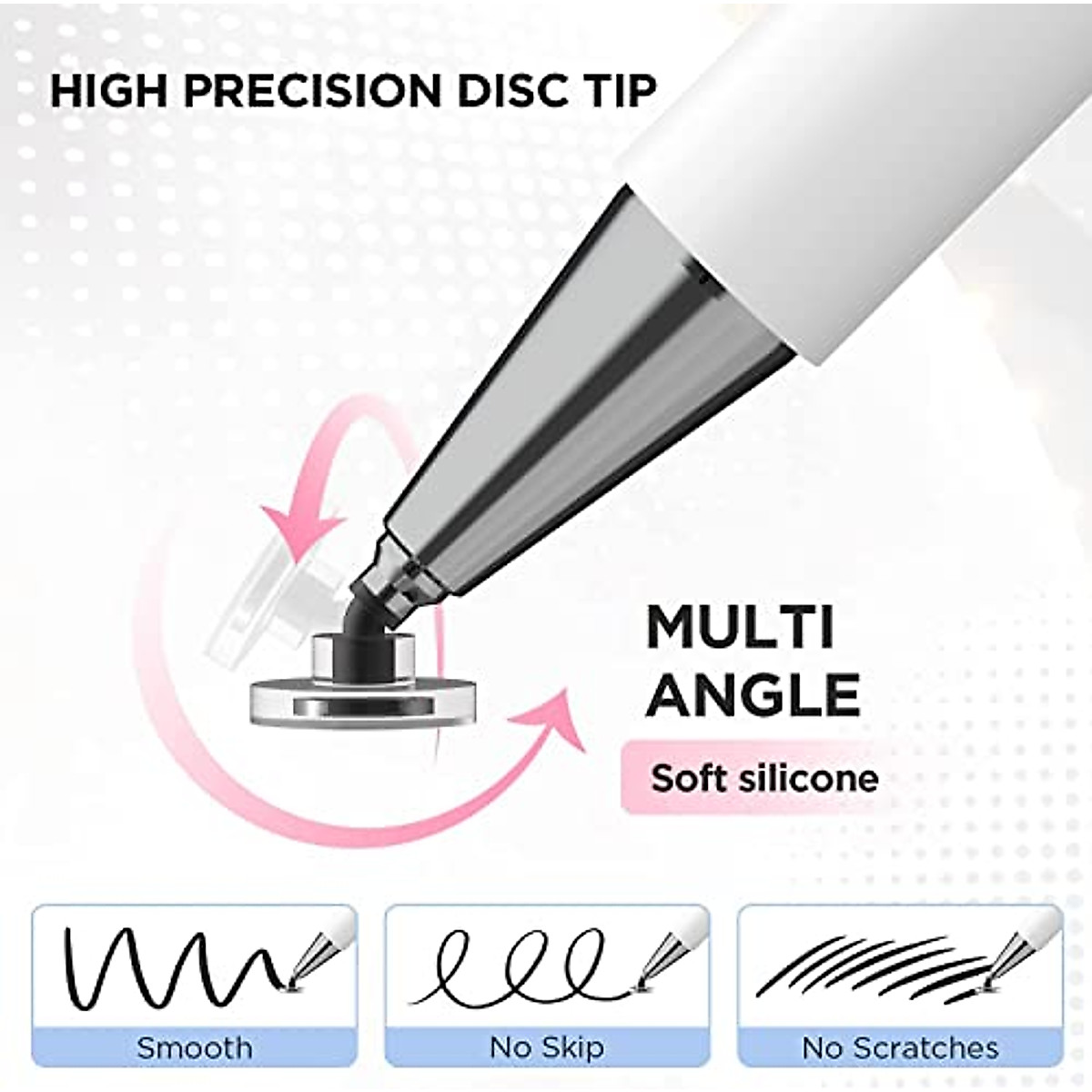 Epic Gadget Stylus Pen - Disc Tip and Magnet Cap Universal Stylist Pens Fine Point Disc Stylus Touch Screen Pens for All Capacitive Touch Screens (Black)