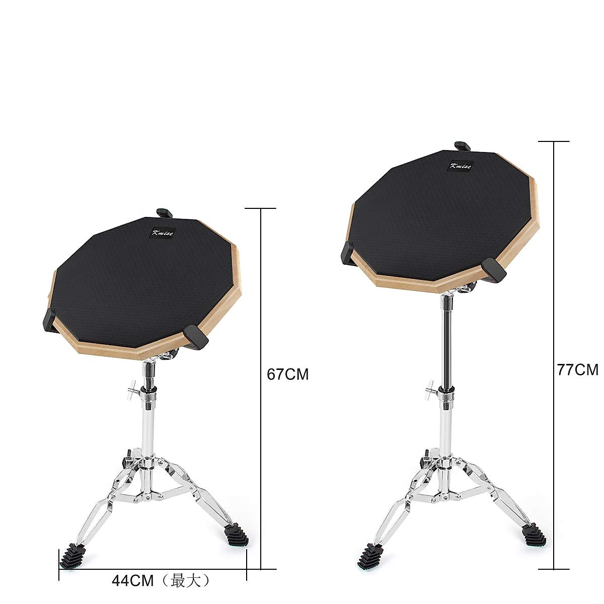 Practice Drum Pad, 12 Inch Exercise Pads Set Mat for Adult Kids with Snare Drums Stand Double Sided Drumsticks Black
