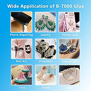 B-7000 Adhesive Glue for Phone, 15 ml DIY Glue,Waterproof Jewelry Glue Precision Craft Adhesive for Cell Phone Screen Repair Glass Wood Crafts Metal and Stones (1PCS Transparent)