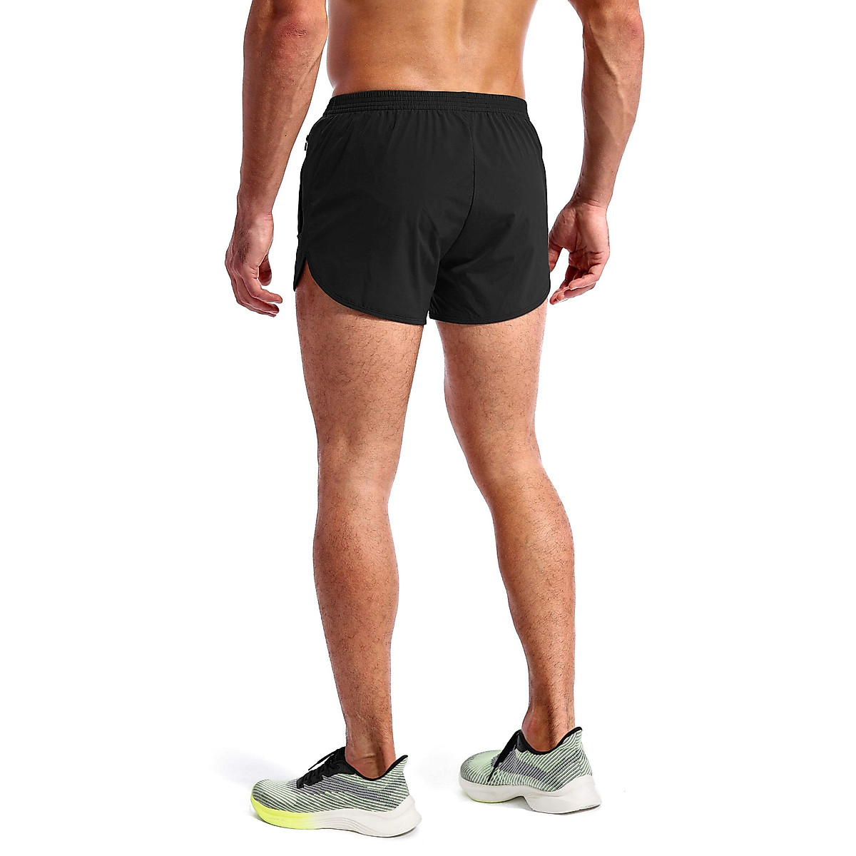 Pudolla Men's Running Shorts 3 Inch Quick Dry Gym Athletic Workout Shorts for Men with Zipper Pockets(Black X-Small)