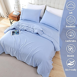 Whitney Home Textile Twin Size Sheet Set - Luxury Soft Comfy Bed Sheets, Breathable Cooling Hotel Bedding for Women, Men, Teens, Extra Deep Pocket, Easy-Fit, Oeko-Tex, Wrinkle Free 3 Piece - Sky Blue