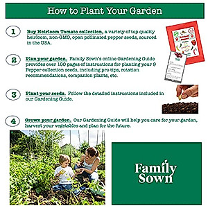 Heirloom Pepper Seeds by Family Sown - 9 Non GMO Sweet & Hot Pepper Seeds for Your Home Garden with Poblano Pepper Seeds, Habanero Seeds, Bell Pepper Seeds, Serrano and More in Our Seed Starter Kit