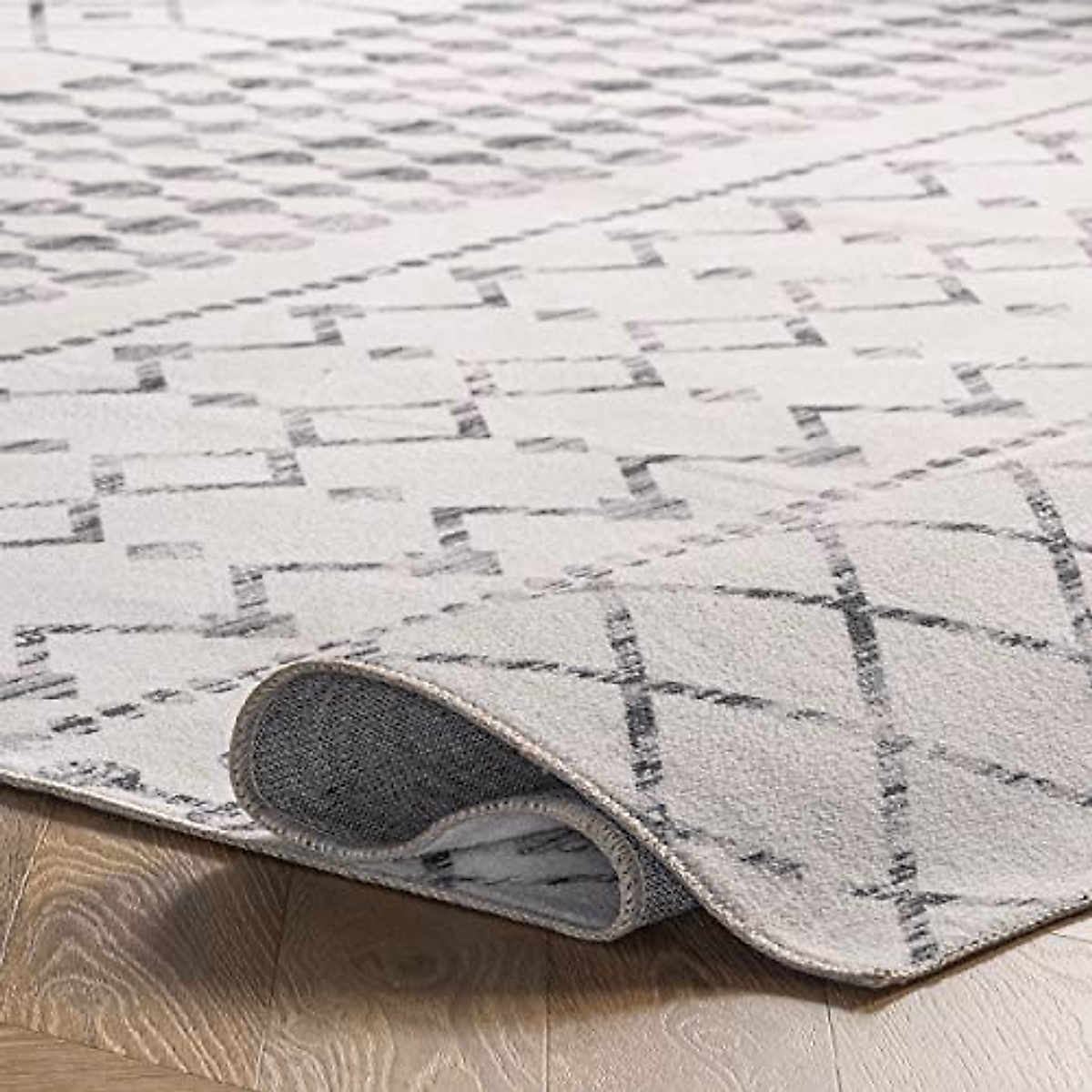 nuLOOM Moroccan Blythe Machine Washable Area Rug, 8' Square, Grey