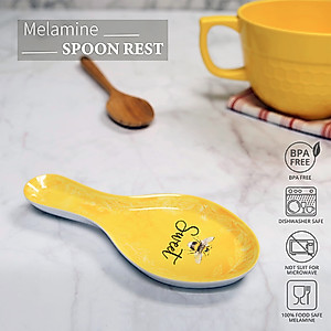 UPware Melamine Spoon Rest Spoon Holder Kitchen Utensil Holders 9.625 Inch for Kitchen Counter Dining Table (Sweet Bee)