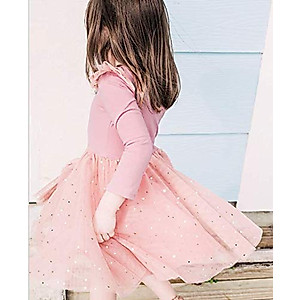 Toddler Girls Dresses Tutu Party Sequins Stars Prints Tulle Princess Style 6m to 4t (9-12m, Pink)