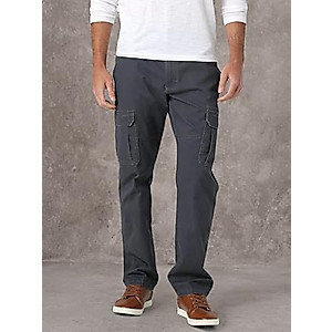 Wrangler Authentics Men's Relaxed Fit Stretch Cargo Pant, Anthracite Twill, 34W x 30L