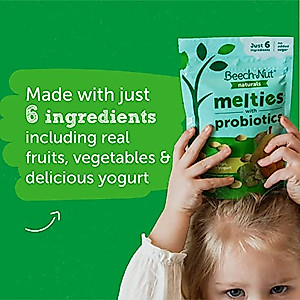 Beech-Nut Probiotic Melties Yogurt Melts, Pear Mango Spinach & Yogurt, 1oz (7 Pack), Toddler & Baby Snacks