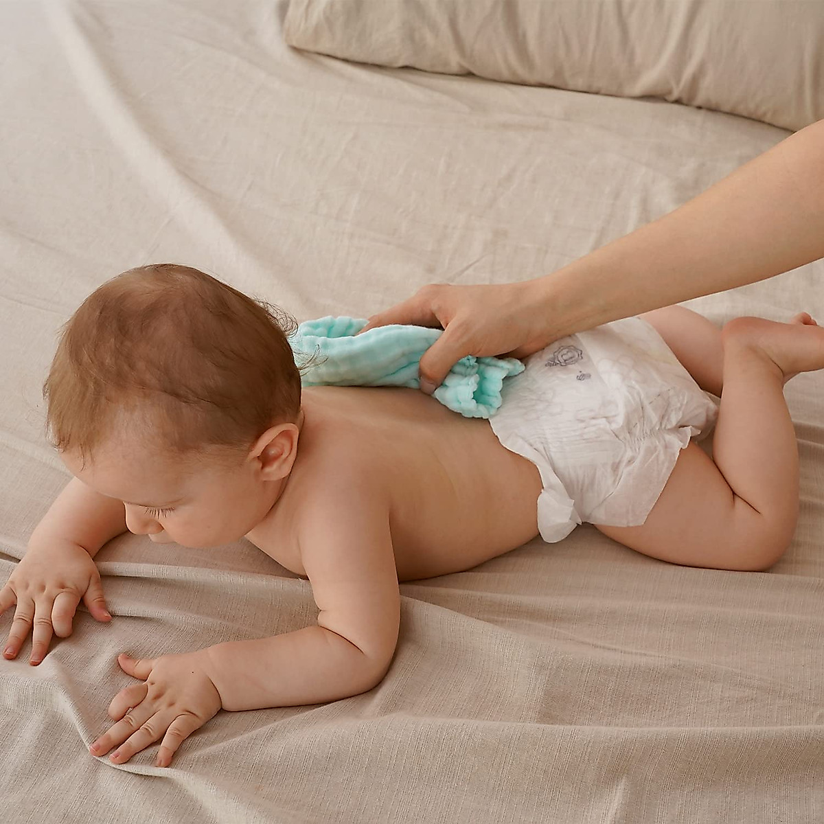 Muslin Burp Cloths - Baby Burp Cloth Sets for Unisex. 5 Pack Large Perfect for Newborn Baby Burping Cloths/Burp Bibs. Baby Burping Rags for Boys and Girls (Green)