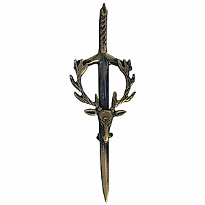 Kilt Belt with Buckle Scottish Kilts Sporran with Badge Style Stag Head/Kilt Pin/Fly Plaid Brooch 5 piece Set (Large)