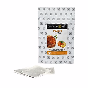 Walters Bay Peach Iced Tea | 12 Quart Sized Tea Bags, Ceylon Tea, Unsweetened, Peach Flavored, 100% Hand Plucked, Black Tea