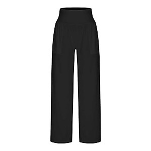 Amazon Orders on My Account Capri Sweatpants for Women 3 Pack Women's Solid High Waisted Palazzo Pants Stretch Pull-on Jeggings with Pockets Comfy Jogging Jogger Pants Black M