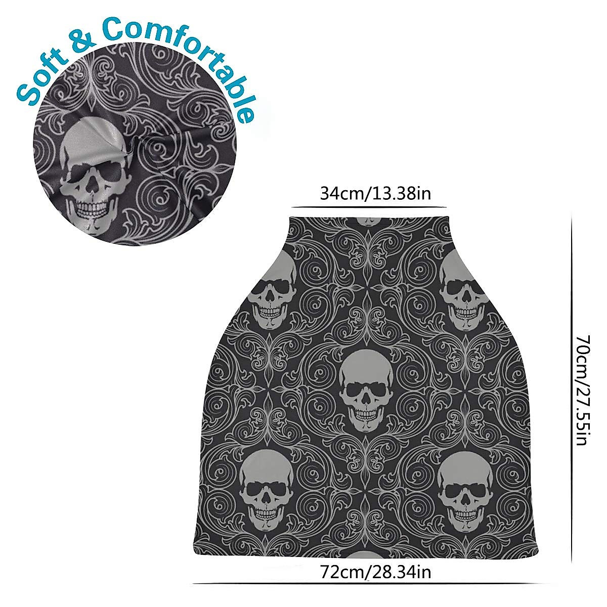 Nursing Cover Breastfeeding Scarf Skull Pattern- Baby Car Seat Covers, Stroller Cover, Carseat Canopy (m)