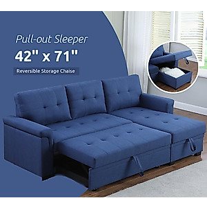 Lilola Home Lucca Sectional Sleeper Sofa - Versatile Sleeper Couch & Sofa Bed with Storage - Comfortable Couch with Storage, Small Sleeper Sofa counch