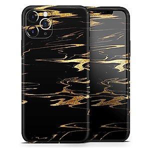Design Skinz Black & Gold Marble Swirl V2 - DesignSkinz Protective Vinyl Decal Wrap Skin Cover Compatible with The Apple iPhone 8 (Full-Body, Screen Trim & Back Glass Skin)