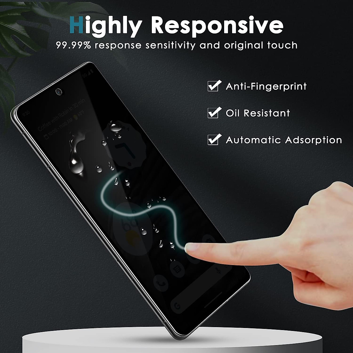 YWXTW [2 Pack] Privacy Screen Protector for Google Pixel 7 Pro,Tempered Glass Anti-Spy 9H Hardness Film for Google Pixel 7 Pro,HD Anti-Scratch Easy Install Bubble Free Case Friendly