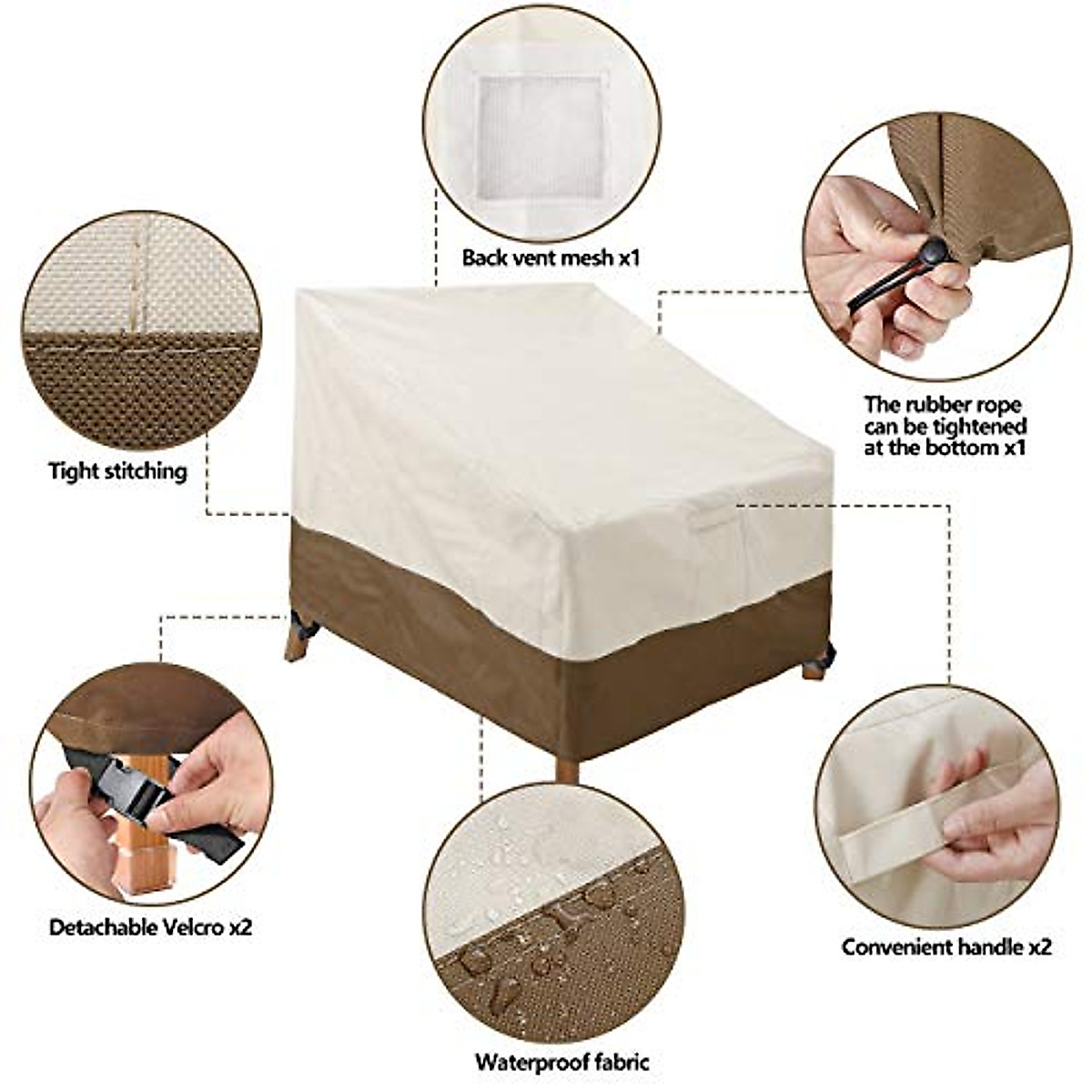 SUPER DEAL Set of 2 Patio Chair Covers, Waterproof UV-Resistant Lounge Deep Seat Sofa Cover - All Weather Protective 600D Cover for Outdoor Lawn Patio Furniture (38” x 42” x 31”)