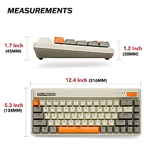 DURGOD Fusion Mechanical Retro Keyboard | 65% Layout | Wireless 2.4 GHz, Bluetooth 5.0, USB C | Doubleshot PBT | Up to 40 Days Battery Life | Windows, Android, iOS (Cherry MX Brown, Original)