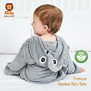 Sunny zzzZZ 2 Pack Unisex Baby Plush Animal Face Robe for 0-9 Months - Neutral Design Softest Newborn Clothes for Boys and Girls - Baby Essentials Registry Search Gifts - Cute Bee and Happy Elephant
