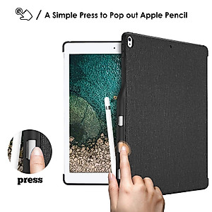 ProCase for iPad Pro 12.9 2017/2015 Companion Back Cover Case, with Pencil Holder for iPad Pro 12.9 Inch (Both 2017 and 2015 Models), Match for Smart Keyboard and Smart Cover -Black