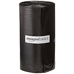 Amazon Basics Unscented Standard Dog Poop Bags with Dispenser and Leash Clip, 13 x 9 Inches, Black - 20 Rolls (300 Bags)