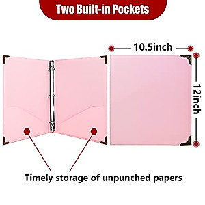 Vienrose 3 Ring Binder 1 inch Round Rings Durable Binder with Cardboard Cover Holds 8.5" x 11" Paper for School Office and Home, Pink