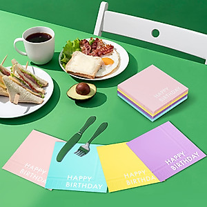 DYLIVeS Colorful Happy Birthday Napkins, 4-Multicolor Makaron Cocktail Napkins Yellow Pink Purple Blue Paper Napkins Disposable Rainbow Pastel Birthday Napkins for Girls Women Birthday Party, 48pcs