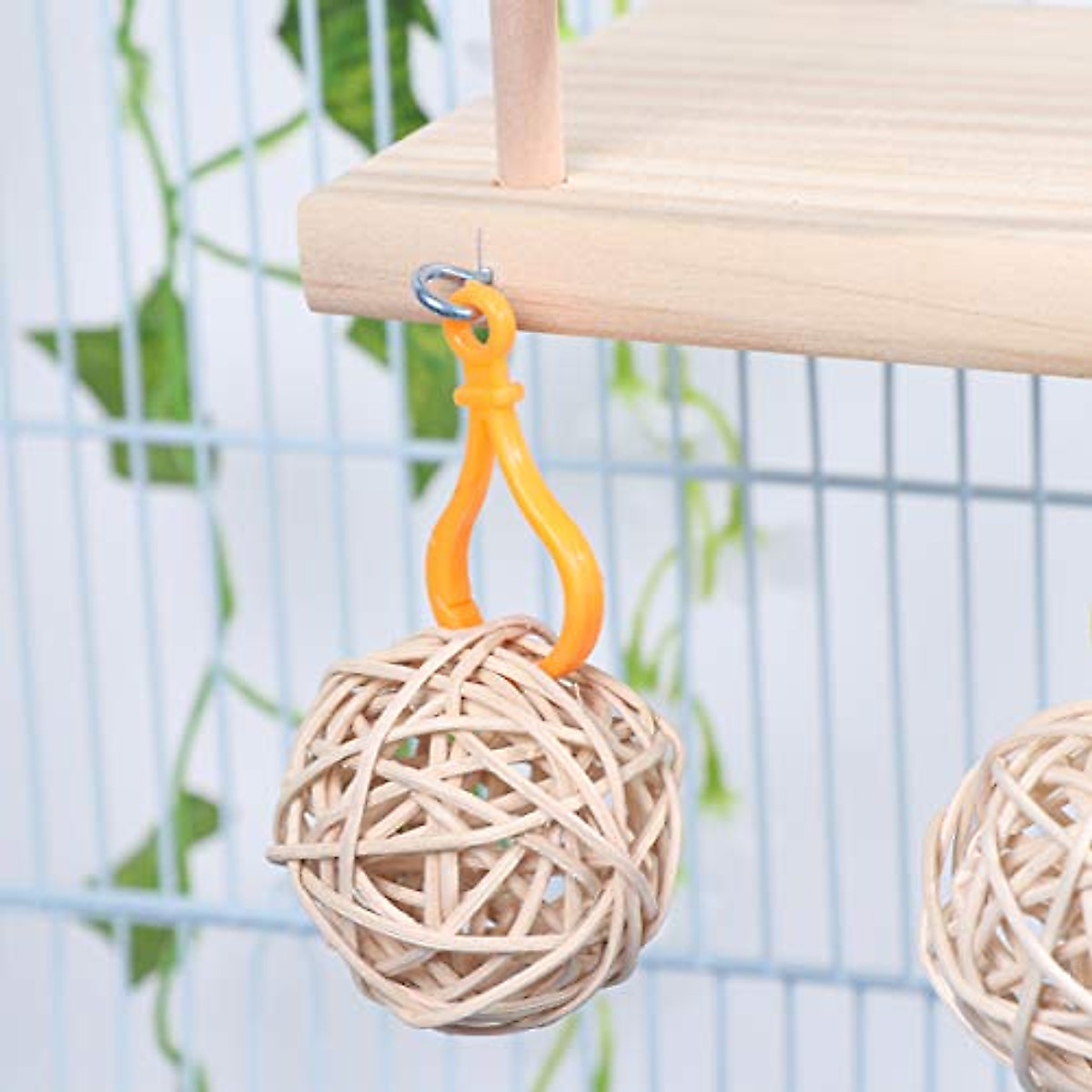 POPETPOP Bird Perches Cage Toy - Hamster Wooden Platform Parrot Play Gym Stands with Swing,Rattan Ball,Ferris Wheel Ladder Pet Training Playground for Birds Cockatiels Conures Hamster Rat