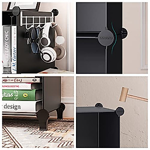 DINMO 6 Cubes Storage Organizer, Bookcase, Display Shelf with Wooden Mallet, Cabinet Storage for Kids, Adult, Office, Bedroom, Bathroom, Black