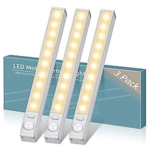 LOFTER-pro Under Cabinet Lights, LED Motion Sensor Light, USB-C Rechargeable 10 LED Closet Lights Wireless Magnetic Stick-Anywhere Night Light for Kitchen, Wardrobe, Closets, Cupboard, Stairs