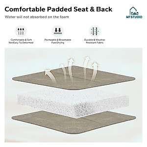 MFSTUDIO Patio Dining Chairs Set of 4, Padded Textilene Patio Chairs C Spring Outdoor Dining Chairs, High Back Sling Outdoor Chairs for Backyard Deck, 300LBS