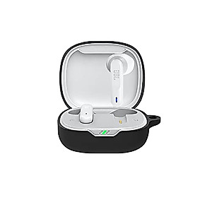 2 Pack DAYJOY Soft Silicone Protective Case Cover Compatible with JBL Wave 300TWS/VIBE 300TWS/JBL Vibe Flex Earbuds, Protective Skin Sleeve with Key Chain(Black+Blue)