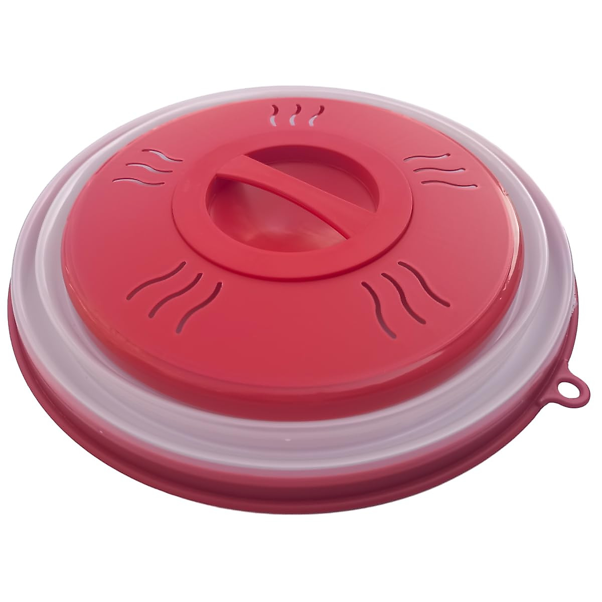 Microwave Splatter Cover Vented for Food, Microwave Plate Cover Splatter Guard & Colander, Fruit Vegetables Drainer with Hook Hole, Dishwasher-Safe,BPA-Free Silicone & Plastic (Red)