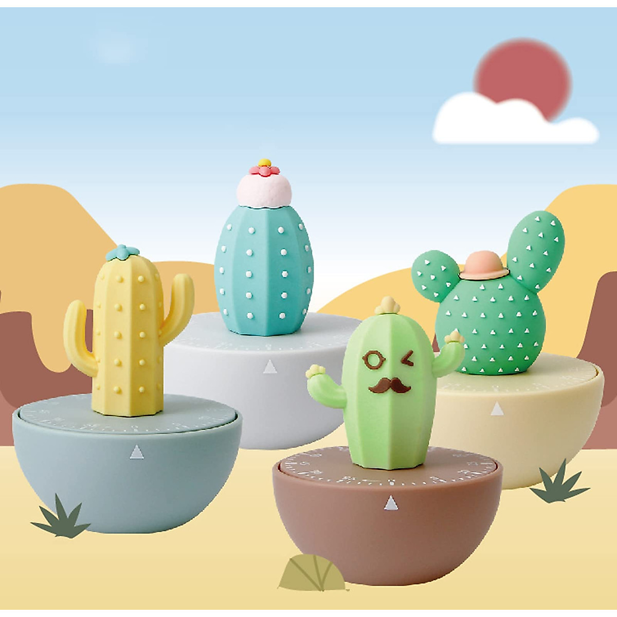 Ranvi Cute Cactus Shaped Time Manager 60 Minutes Mechanical Timer Kitchen Cooking Timer(Blue)