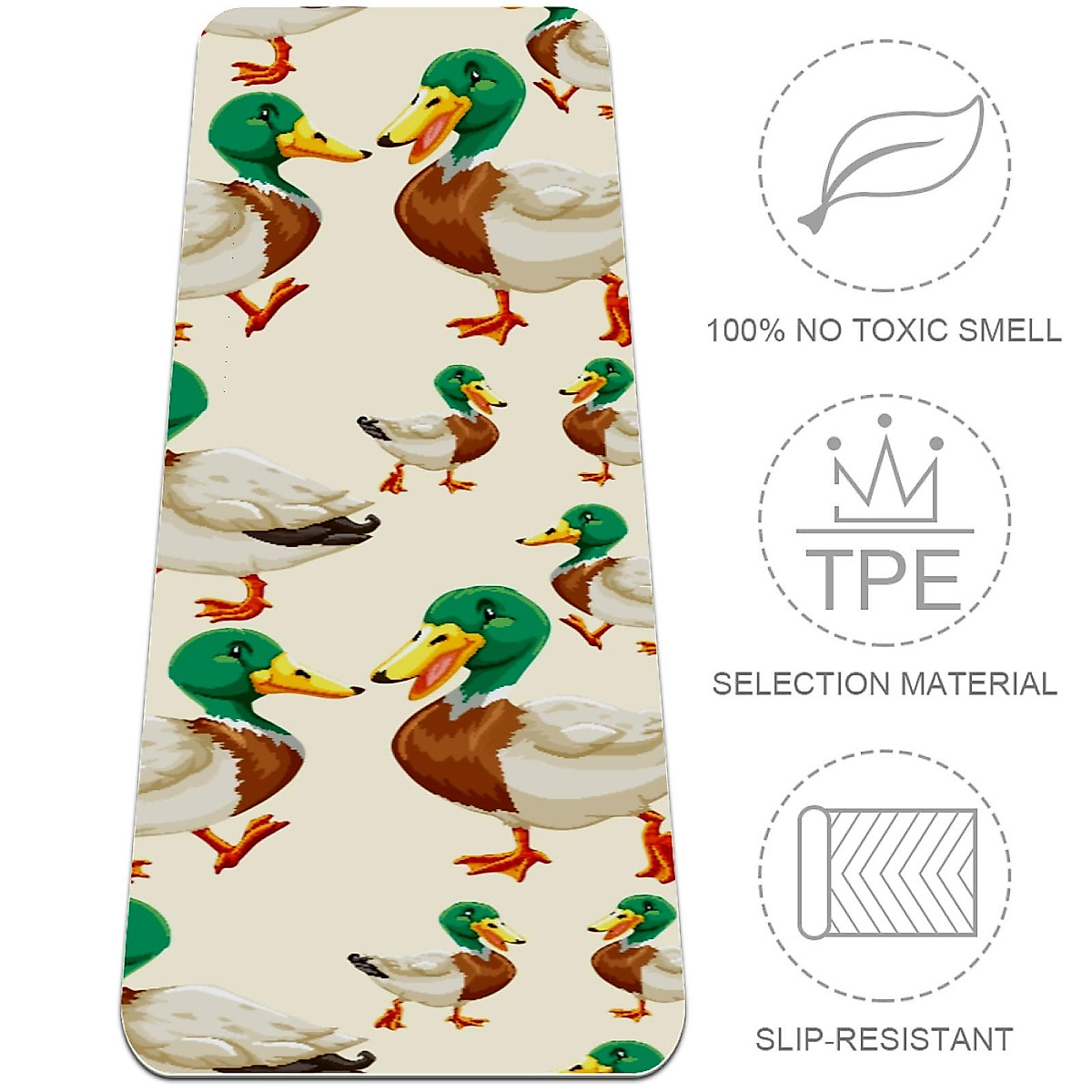 Unicey Cute Cartoon Funny Green Head Ducks Yoga Mat Thick Non Slip Yoga Mats for Women&Girls Exercise Mat Soft Pilates Mats,(72x24 in, 1/4-Inch Thick)