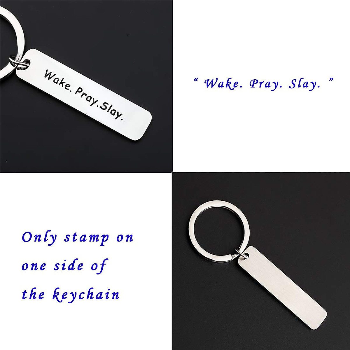 CENWA Wake Pray Slay Quote College Student Gift Friendship Keychain Morning Motivation Inspiring Jewelry Gift For Best Friend (Wake play slay K)