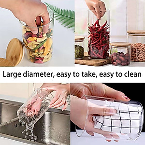 UNIQUE PR Pyrex Glass Food Storage Containers - Bamboo Lids for Airtight Pantry Organization for Kitchen, Set of 5,Organizing Spice Flour Coffee Bean, Flour & Spaghetti