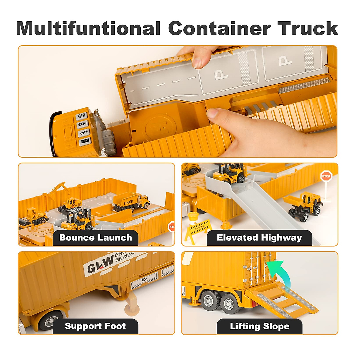 Construction Site Vehicles Toy Set, Kids Engineering Playset, Tractor, Excavator, Crane, Dump Trucks, Cement Mixer, Steamroller, Birthday Gift for 3 4 5 6 7 Year Old Toddlers Boys Children