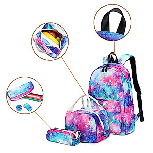 abshoo Lightweight Water Resistant Backpacks for Teen Girls School Backpack with Lunch Bag (Galaxy A Set)