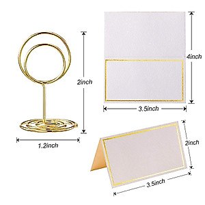 Toncoo 24 Pcs Premium Gold Table Number Holders, 24 Pcs Place Cards with Gold Foil Border, and 100 Pcs White Table Cards, for Centerpieces, Wedding, Party, Birthday