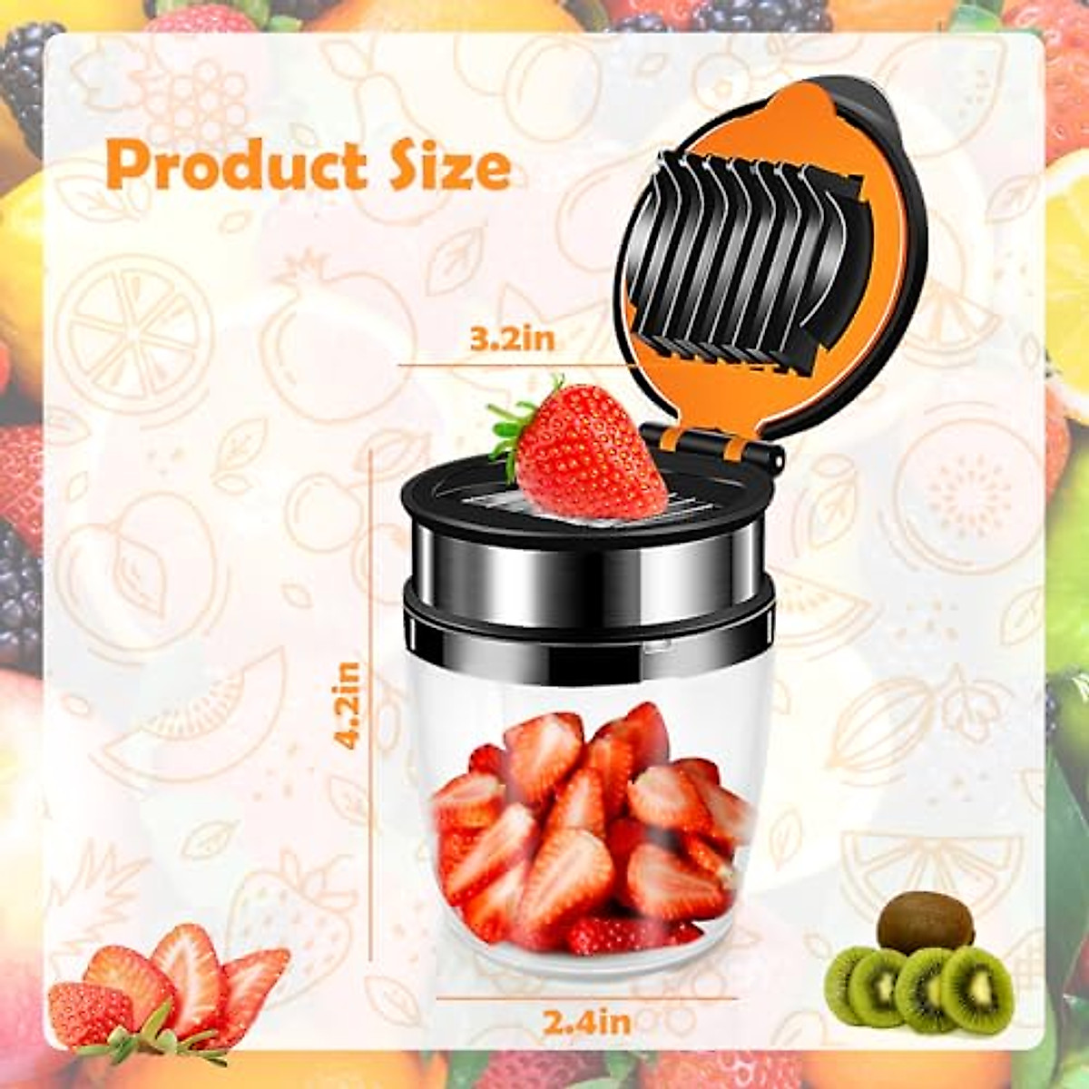 Palksky Strawberry Slicer, Egg/Banana/Grape/Mushroom/Kiwi Chopper, Stainless Steel Mini Fruit Slicer Cup, Fruit Cutter Kitchen Gadget