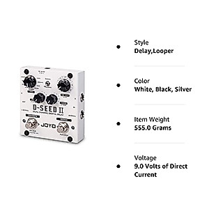 JOYO D-SEED-II Multi Pedal Effect, Stereo Looper Effect & Delay Pedal Effect for Electric Guitar Dual Channel & 8 Digital Delay Modes