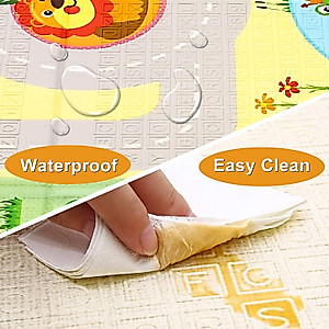 Baby Play Mat Extra Large Baby Mat Folding Foam Playmat Kids Crawling Mat Reversible Non Toxic Waterproof for Infants Toddlers Thicker 0.6inch (Green 0.6in)