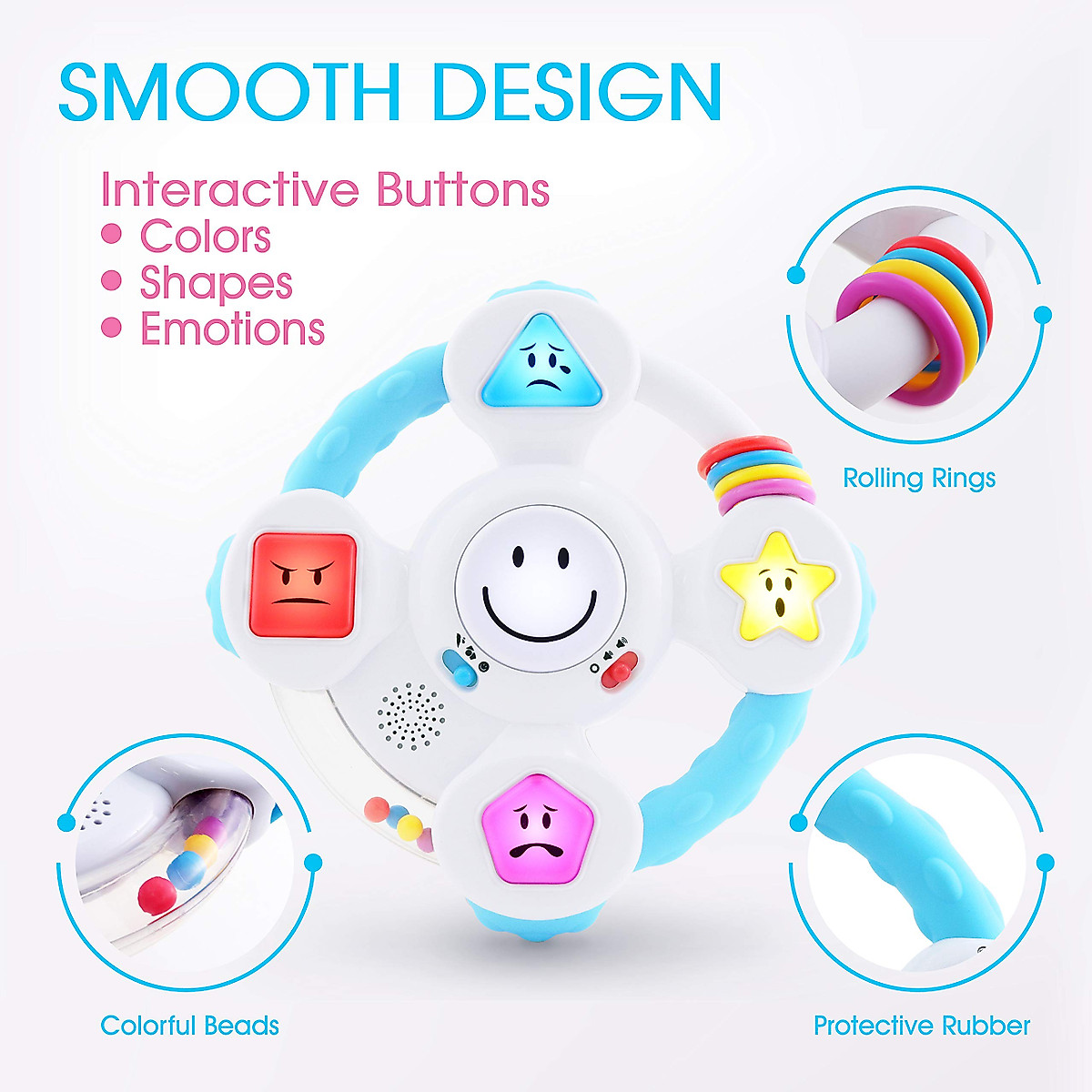 BEST LEARNING My Spin & Learn Steering Wheel - Interactive Educational Toys for 6 to 36 Months Old Babies & Toddlers - Learn Colors, Shapes, Feelings & Music - Birthday Gifts for Children