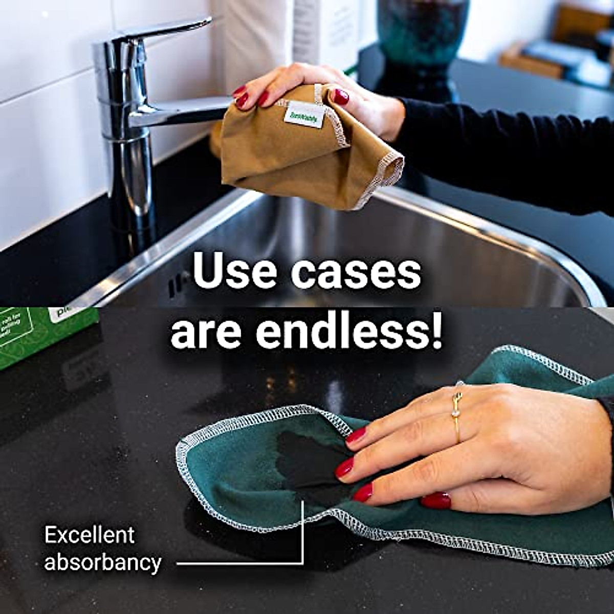 Reusable Paper Towels - Value Pack of 24 Paperless Paper Towels! - 100% Cotton, Super Soft, Absorbent, Washable and Made To Last - Cut Back and Waste Less with our Cloth Paper Towels! By ZeroWastely