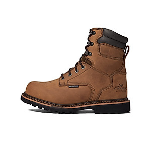 Thorogood V-Series 8” Waterproof Composite Toe Work Boots for Men - Premium Leather with Goodyear Storm Welt, Comfort Insole, and Chevron Traction Outsole; ASTM Rated, Brown Crazyhorse - 13 M US