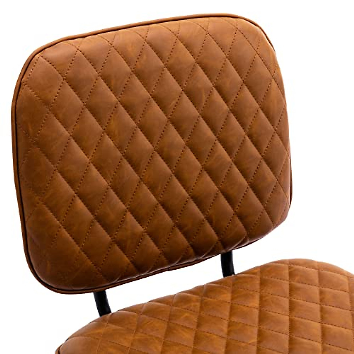 DUOMAY Mid-Century Modern Dining Chairs Set of 2, PU Leather Armless Side Chair with Metal Legs, Upholstered Kitchen Dining Room Chairs, Brown