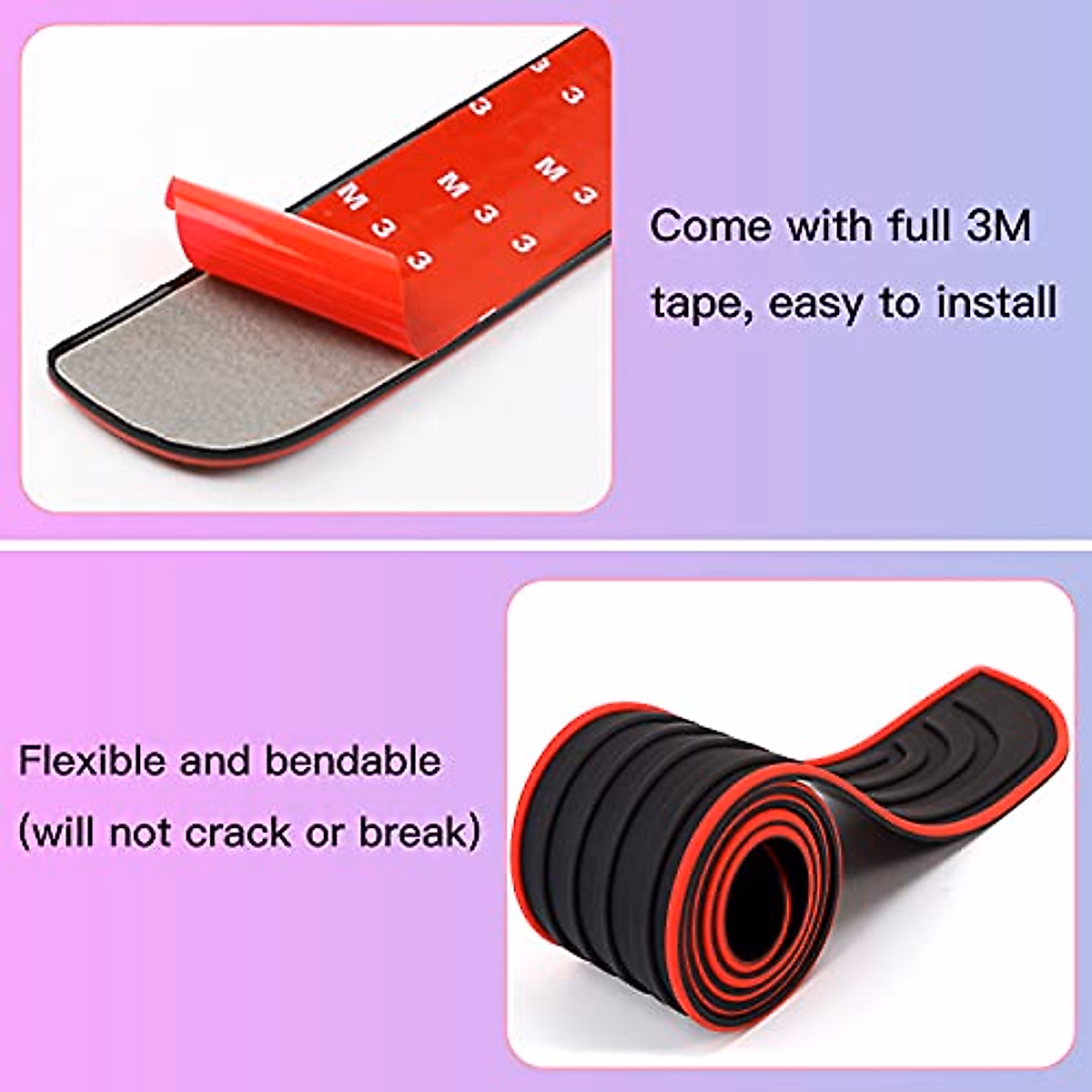 GZRUICA Rear Bumper Protector Guard Trunk Rubber Protection Strip Rubber Scratch-Resistant Trunk Door Entry Guards Car Accessory for SUV/Cars - Universal Sports Full Black with Full 3M Tape Pack-1